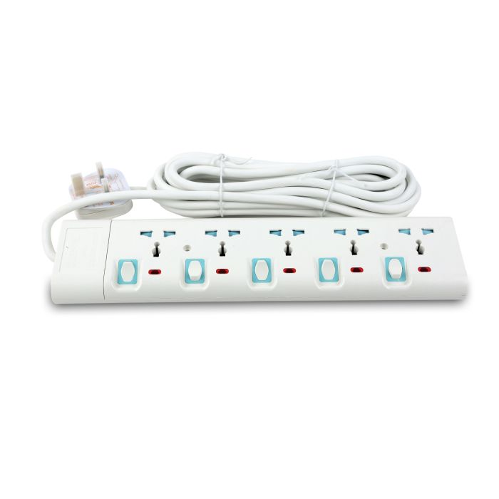 Geepas GES5802 5 Way Extension Socket - Extension Lead Strip With 5 Led ...